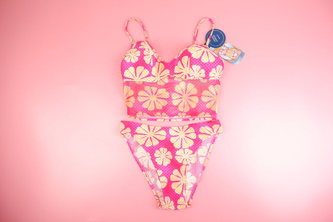 DEADSTOCK SPEEDOS Bikini Set: Surfer Girl Hawaii Hibiscus Tankini Cami ...