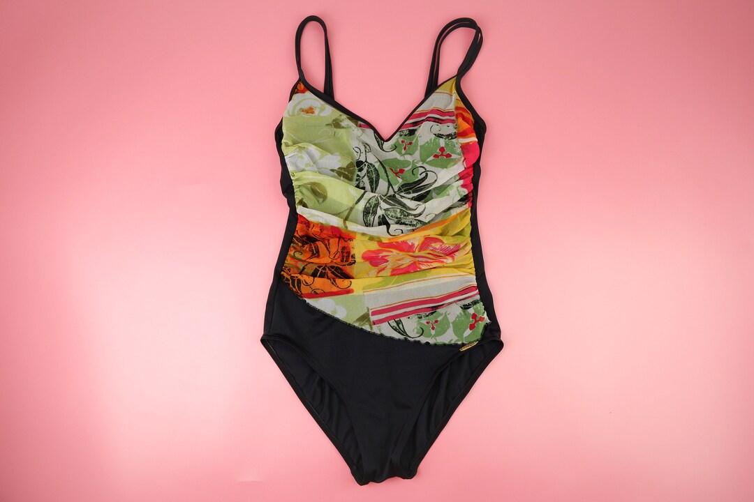 Vintage Y2K Swimsuit, S Small, 34D-E, Mesh Photo Print Abstract Design ...