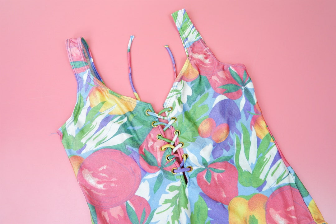Vintage 80s 90s Swimsuit, Bathing Suit Swimming Costume, Fruit Fruity ...