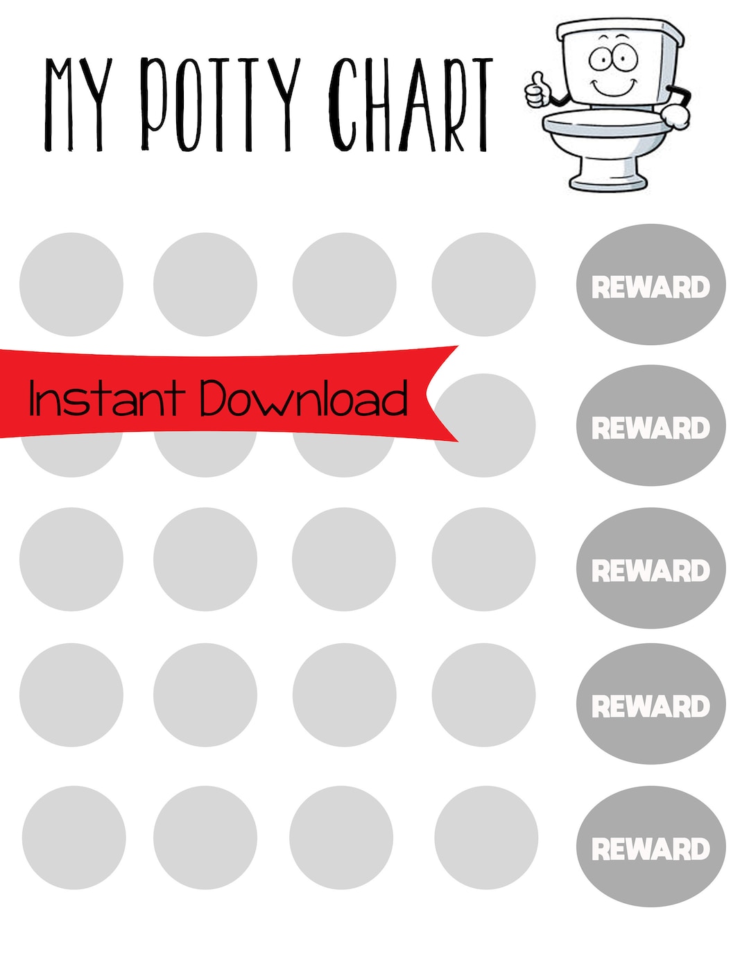 Potty Chart - Reward Based - Potty Training Chart - Gender Neutral ...