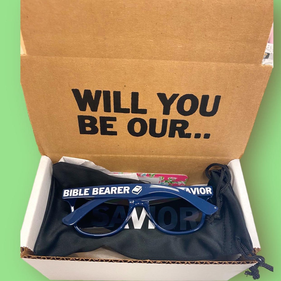 Will You Be Our Bible Bearer Proposal Box, Personalized Sunglasses ...