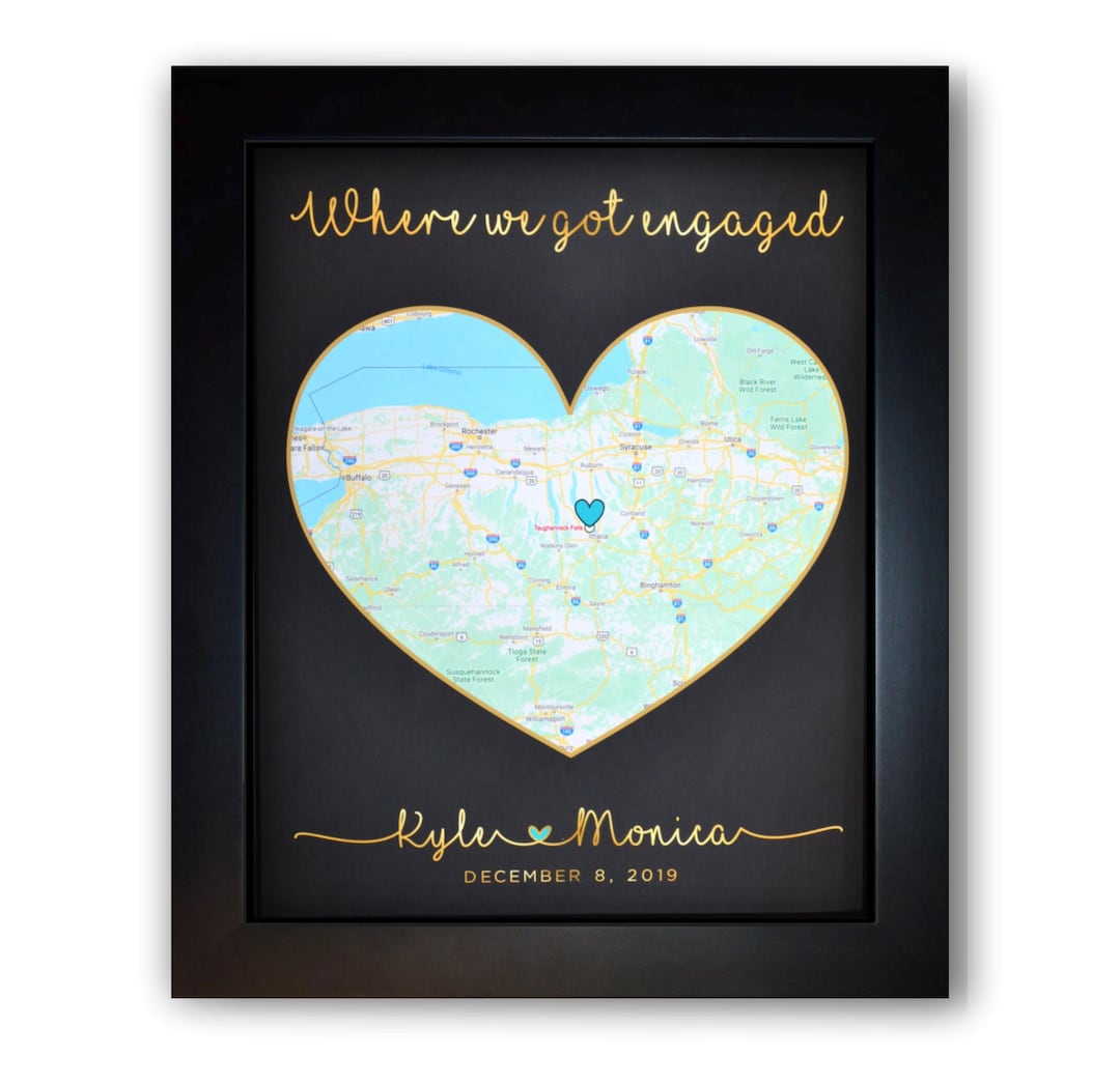 Personalized Heart Map, Engagement Gift for Couple, Proposal Present ...