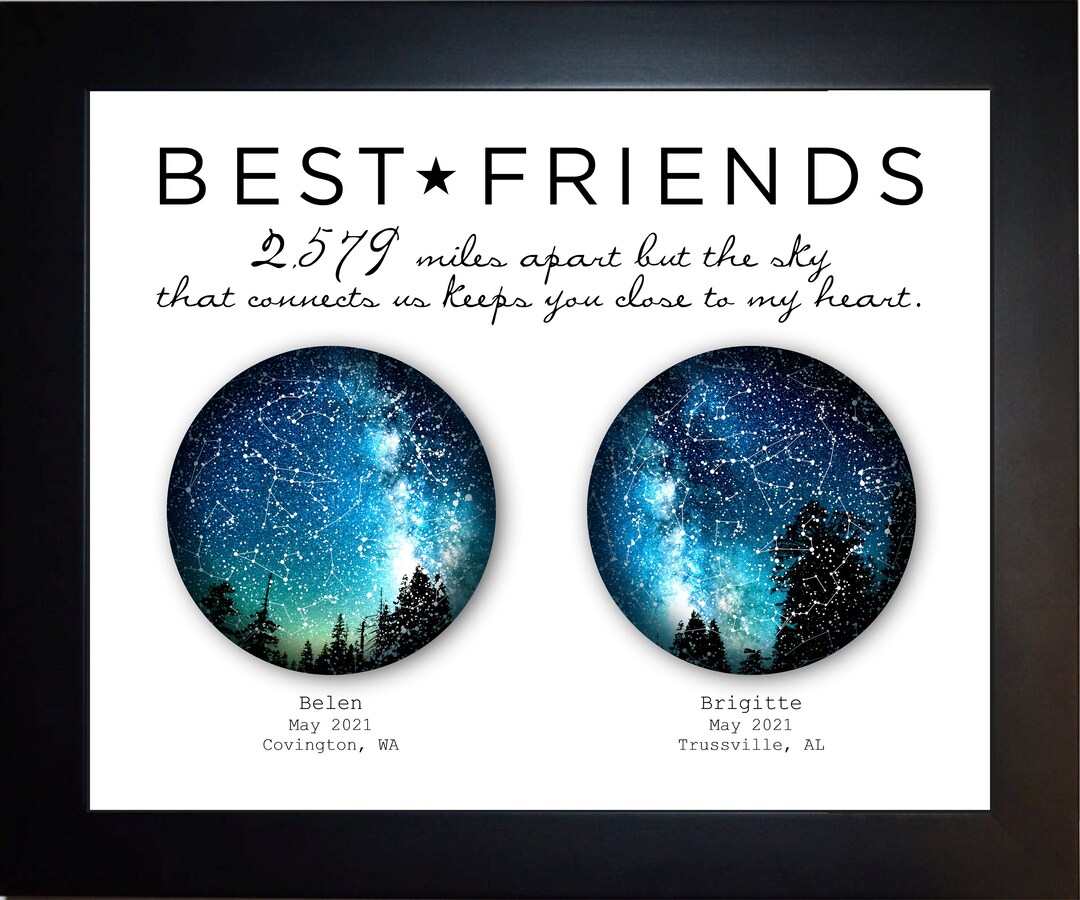 Best Friend Sky Art, Personalized Best Friend Gift, Long Distance ...