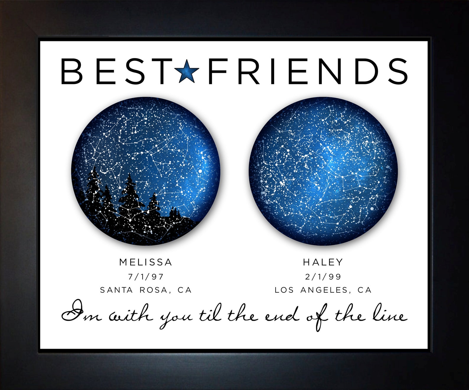 Best Friend Sky Art Personalized Best Friend Gift Long - Etsy
