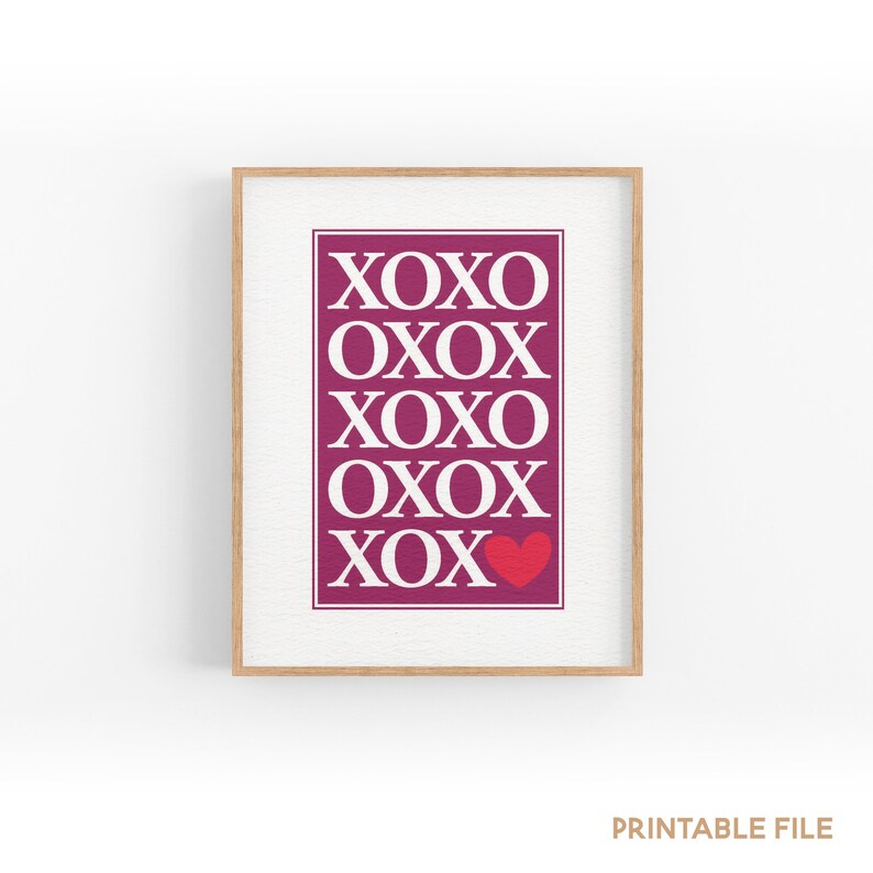 PRINTABLE - Valentine Purple Xo's - Holiday Decor, 8"x10", Modern ...