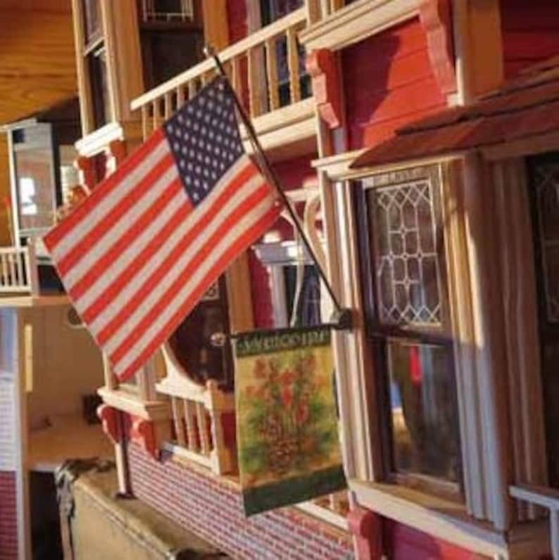 House Flag W/pole Dollhouse Miniature 1:12 Scale - Etsy