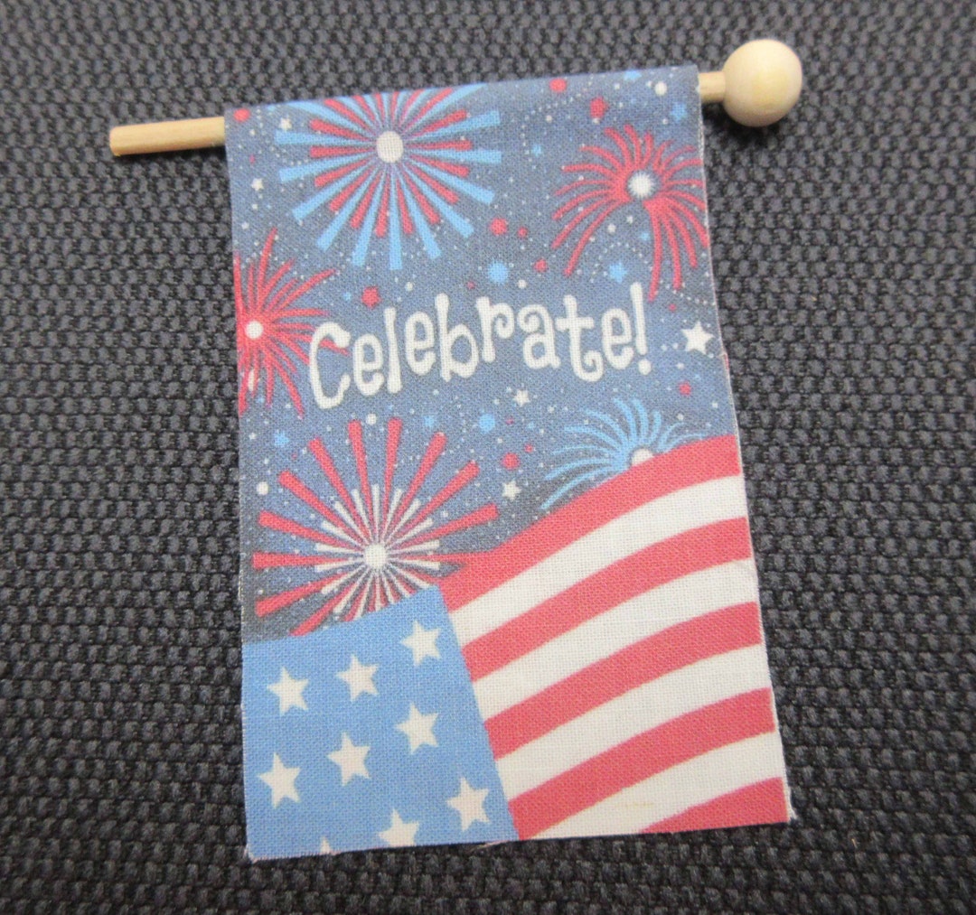 House Flag W/pole Dollhouse Miniature 1:12 Scale - Etsy