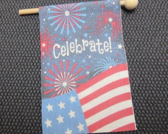American Flag W/pole flag Holder Available Dollhouse Miniature 1:12 ...