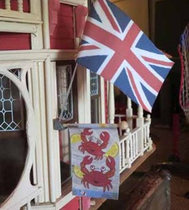 House Flag W/pole Dollhouse Miniature 1:12 Scale - Etsy