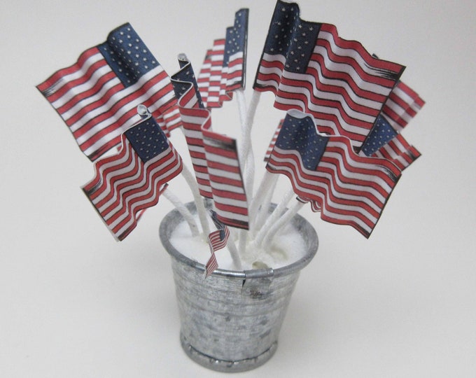 Flag Bucket 4th of July / Patriotic - Dollhouse Miniature 1:12 Scale - Etsy