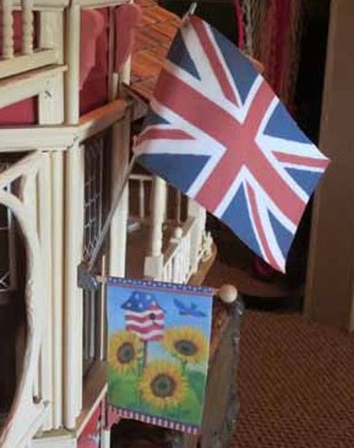 House Flag W/pole Dollhouse Miniature 1:12 Scale - Etsy