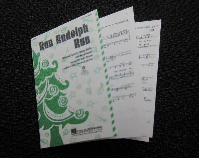 Sheet Music Run Rudolph Run Dollhouse Miniature 1:12 Scale - Etsy