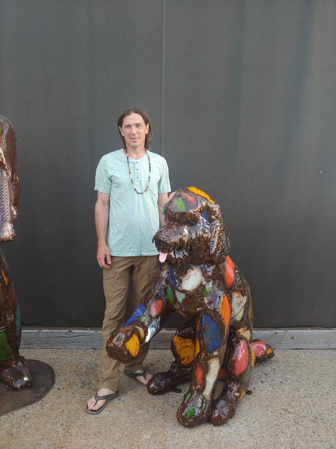 Made to Order Outdoor Colorful Reclaimed Metal Labradoodle Dog ...