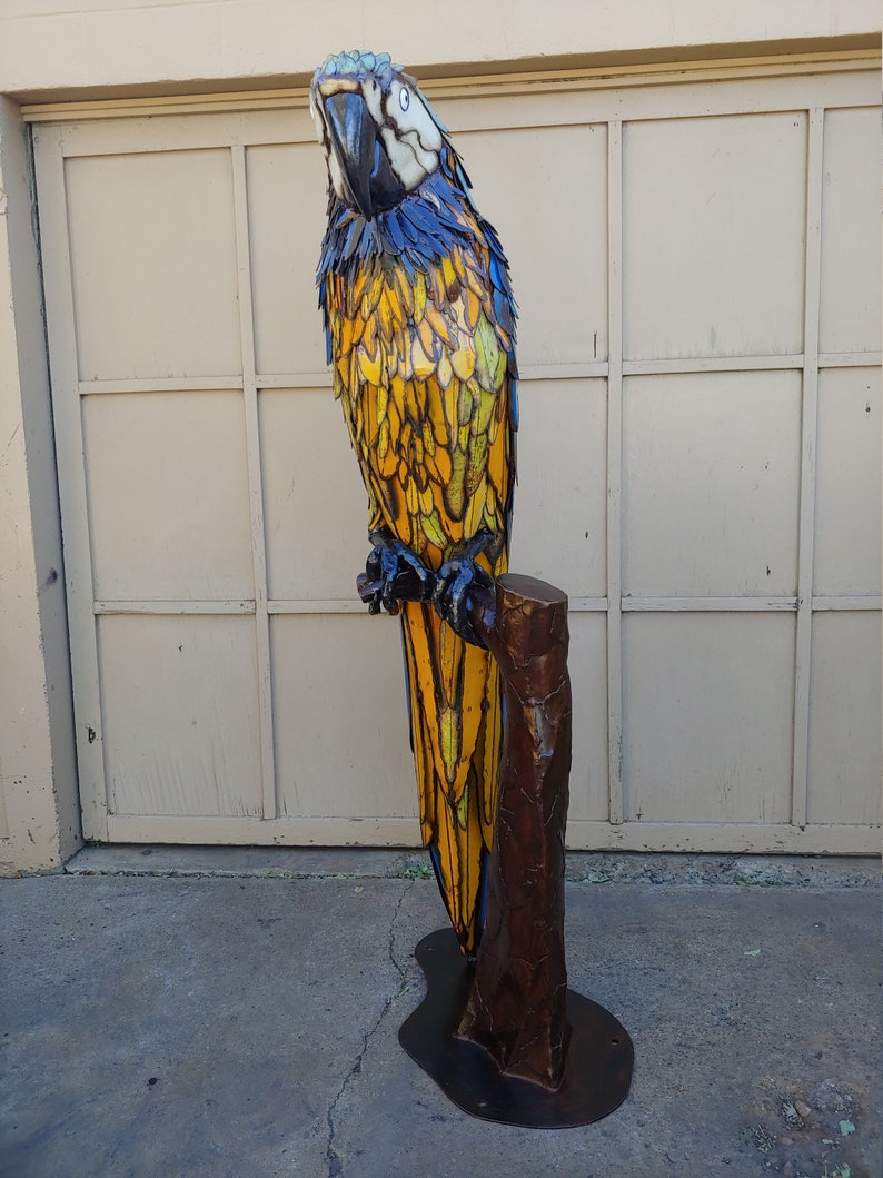 Custom Metal Macaw Sculpture: Large Colorful Garden Art - Etsy