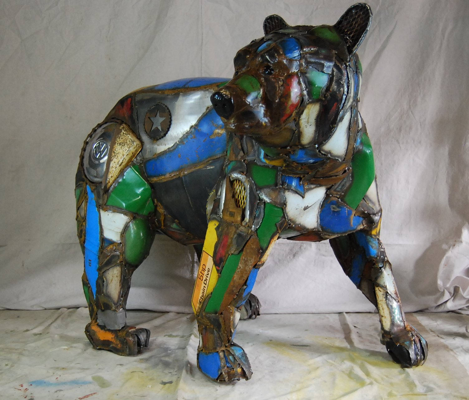 Large Outdoor Custom Made Metal Bear Sculpture Made Out of Found ...