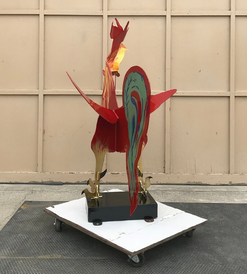 Colorful Outdoor Hand Painted Large Metal Art Rooster Chicken Sculpture ...