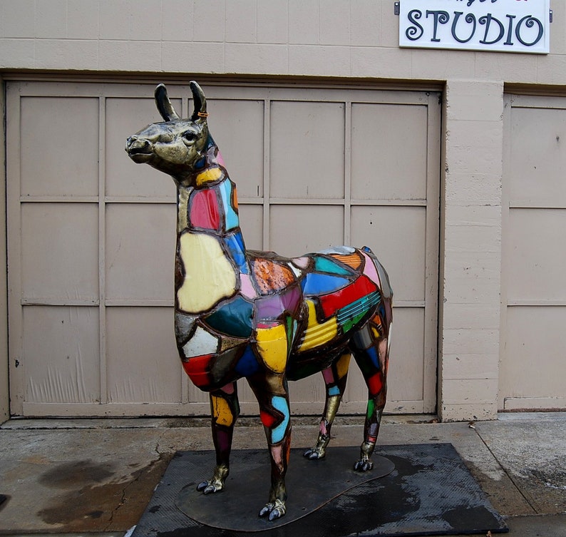 Custom Life-size Llama Metal Art Sculpture: Colorful Found Objects - Etsy