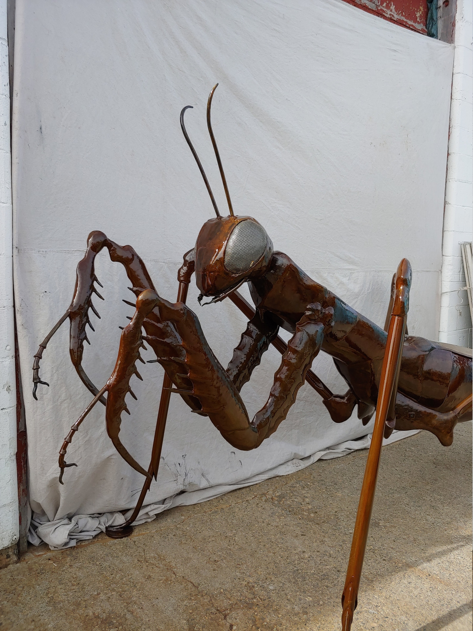 Custom Made Outdoor Metal Praying Mantis Sculpture Made to Order by ...