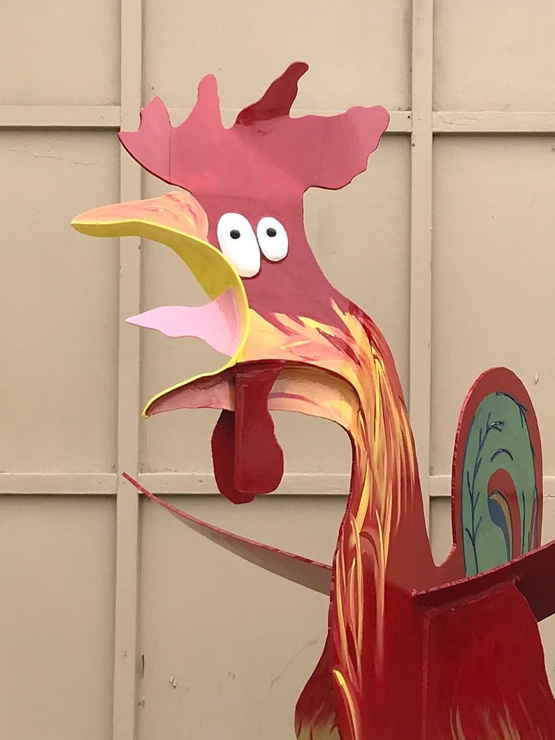 Colorful Outdoor Hand Painted Large Metal Art Rooster Chicken Sculpture ...