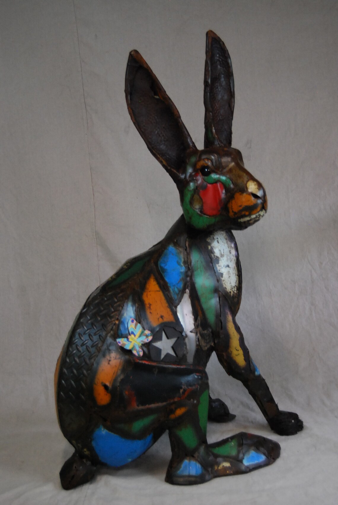 Made to Order Large Outdoor Metal Rabbit Sculpture Made Out of Found ...