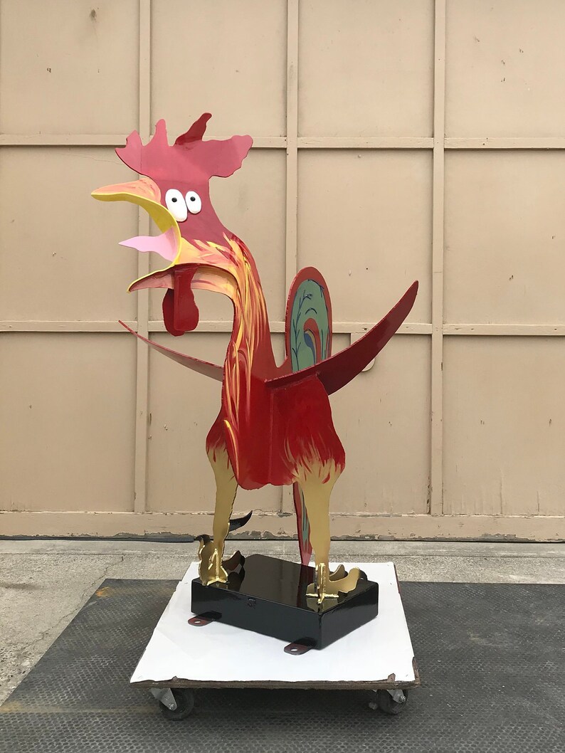 Colorful Outdoor Hand Painted Large Metal Art Rooster Chicken Sculpture ...