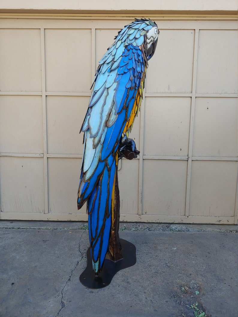 Custom Metal Macaw Sculpture: Large Colorful Garden Art - Etsy