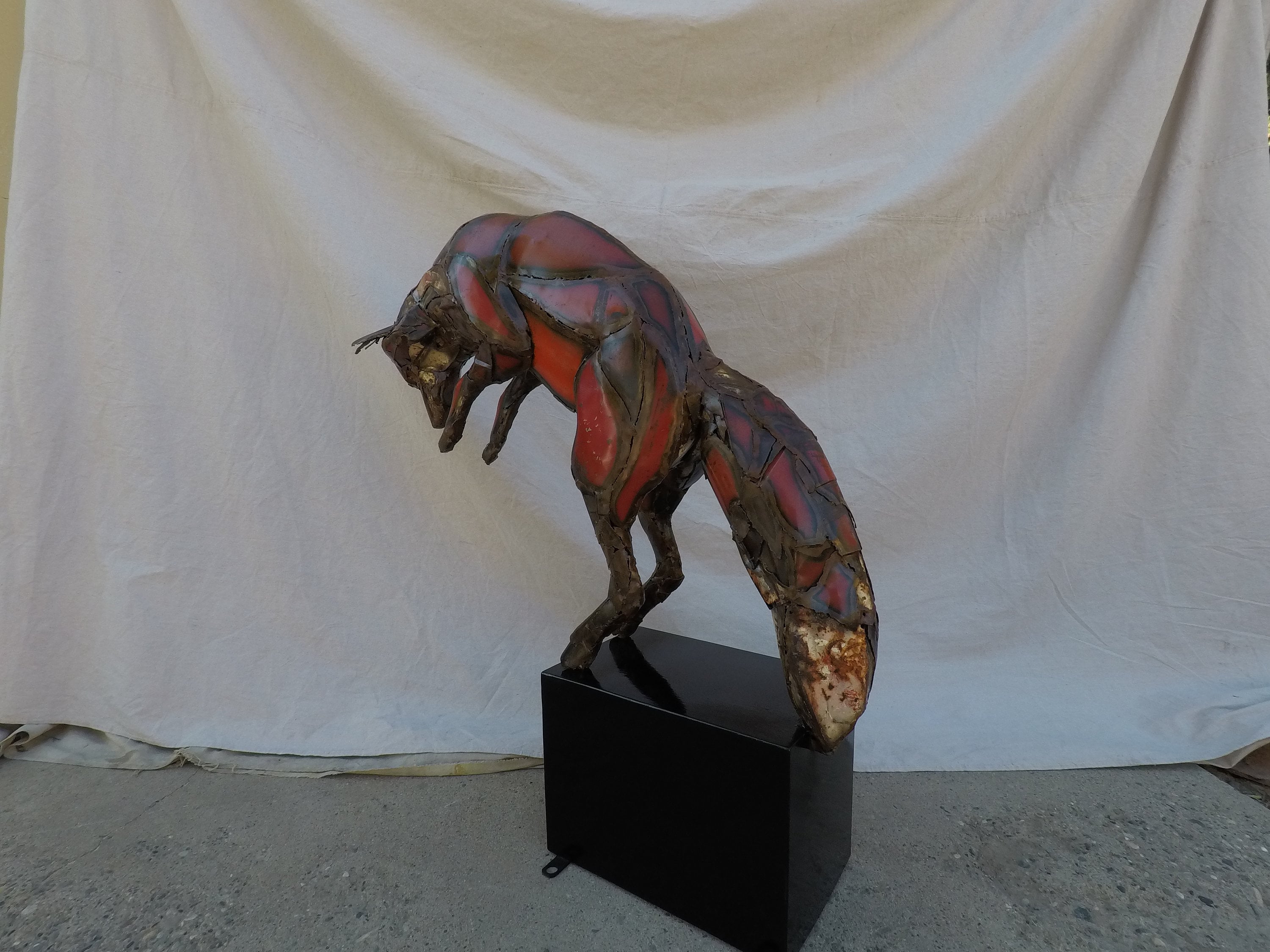 Made to Order Large Found Object Outdoor Custom Metal Fox Sculpture by ...