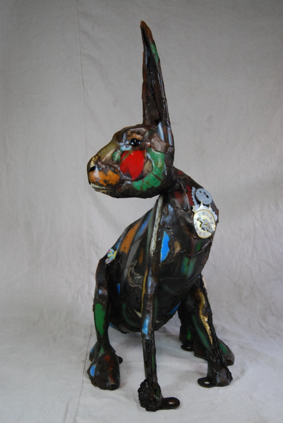 Made to Order Large Outdoor Metal Rabbit Sculpture Made Out of Found ...