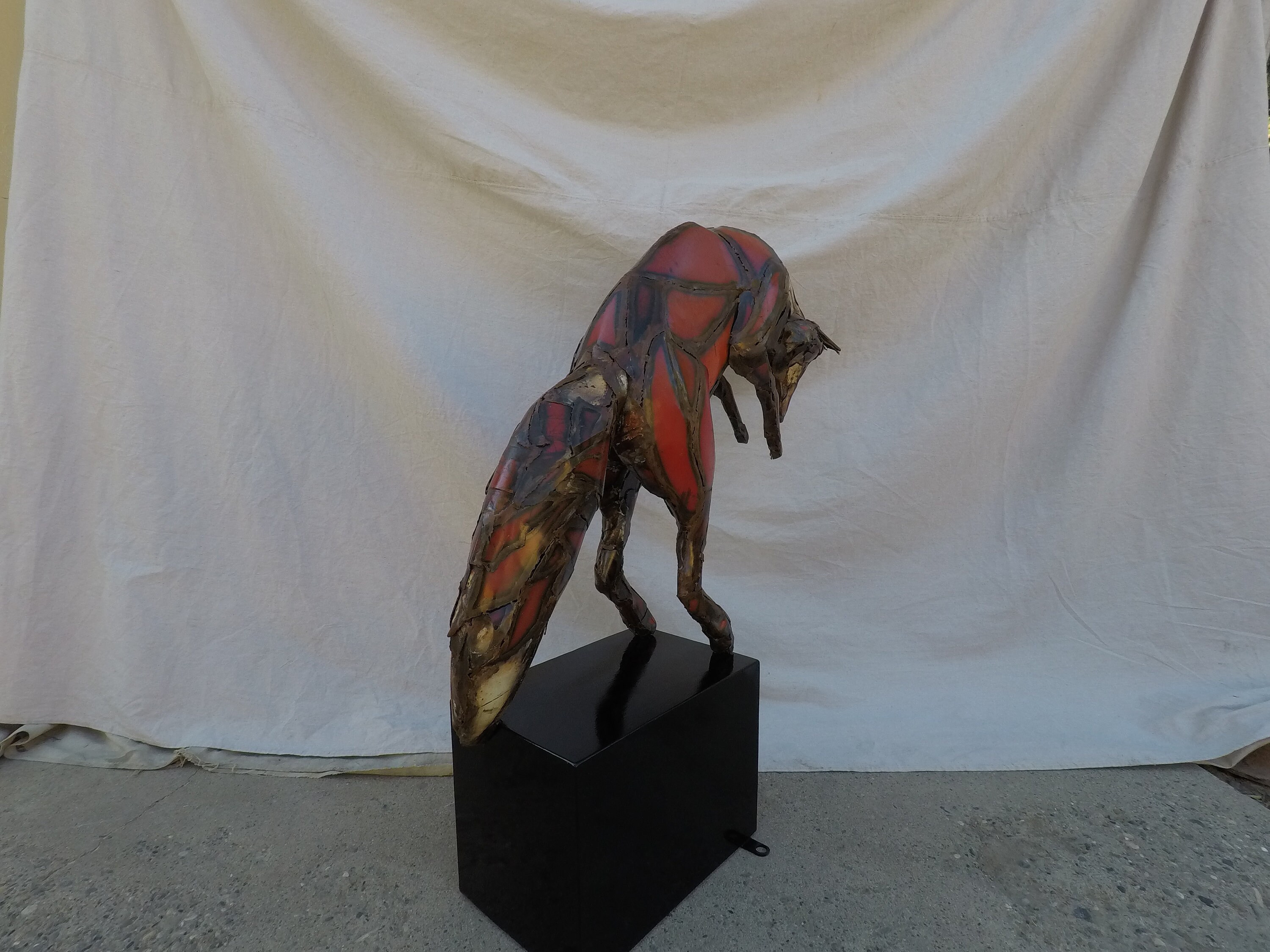 Made to Order Large Found Object Outdoor Custom Metal Fox Sculpture by ...