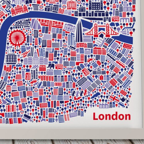 LONDON Great Britain UK Map Poster Hometown City Print Modern | Etsy