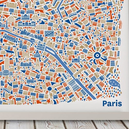 Paris Illustrated Map France Art Print City Map Poster - Etsy
