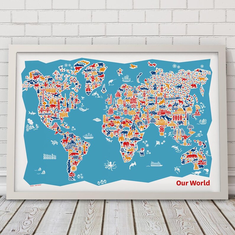 World Map Poster - Etsy