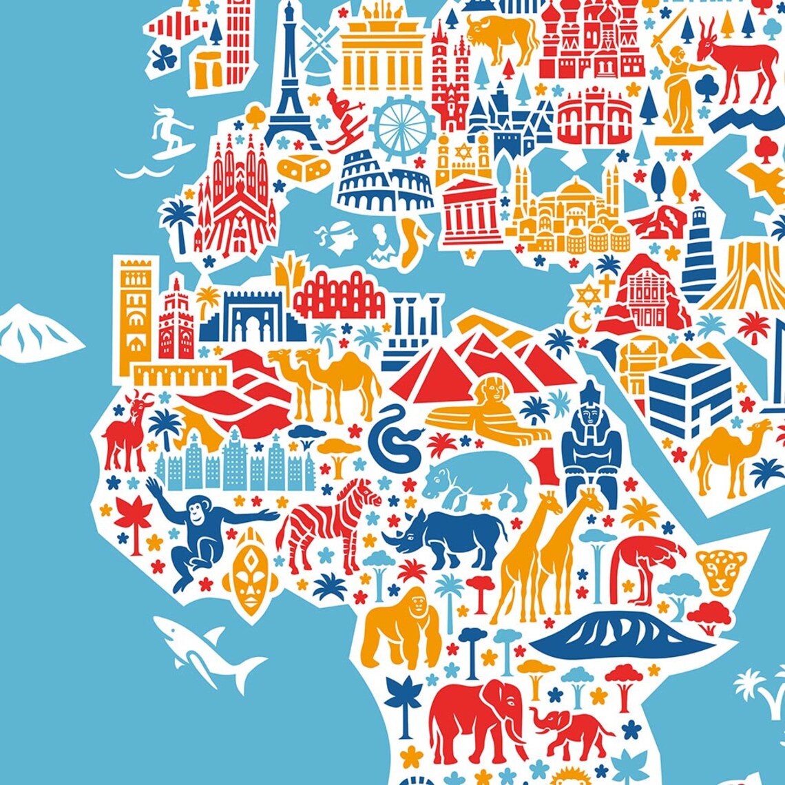 World Map Poster - Etsy