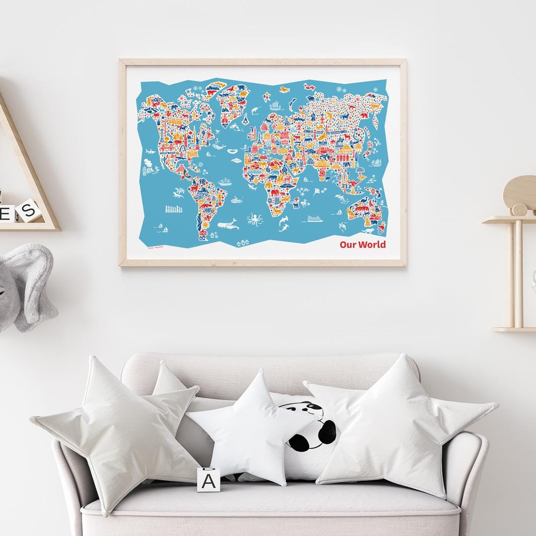 World Map Poster - Etsy