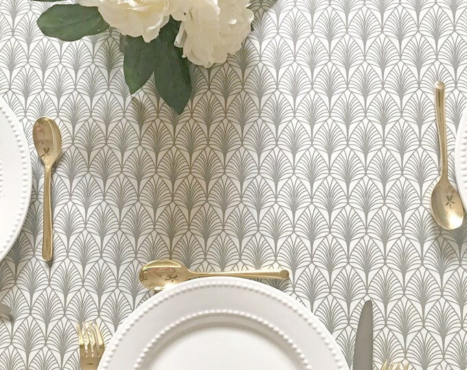 Stain Proof Coated Tablecloth Gatsby in Grey Round Square Rectangle or ...