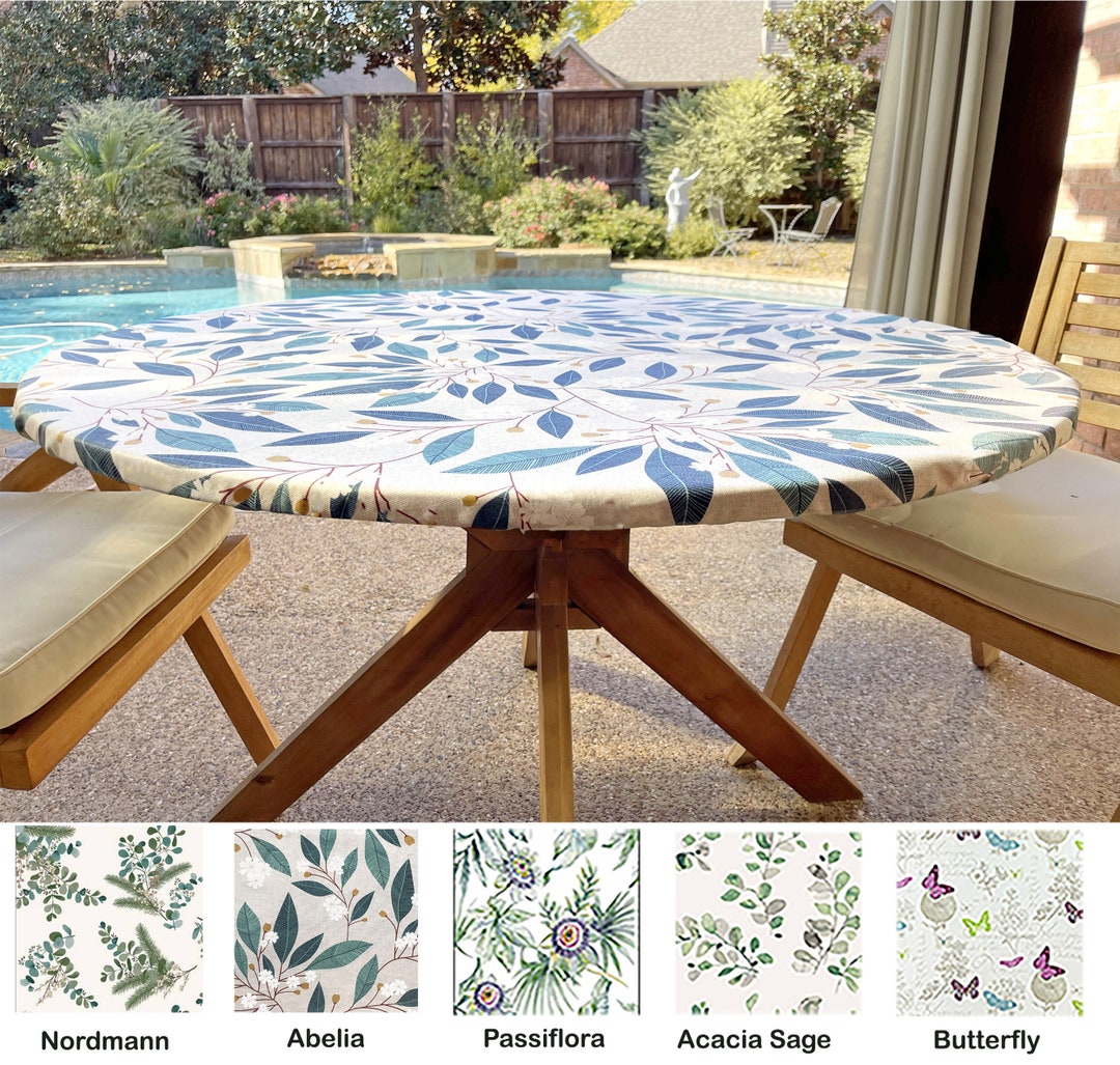 Elastic Fitted Indoor & Outdoor Stain-proof French Coated Tablecloth ...