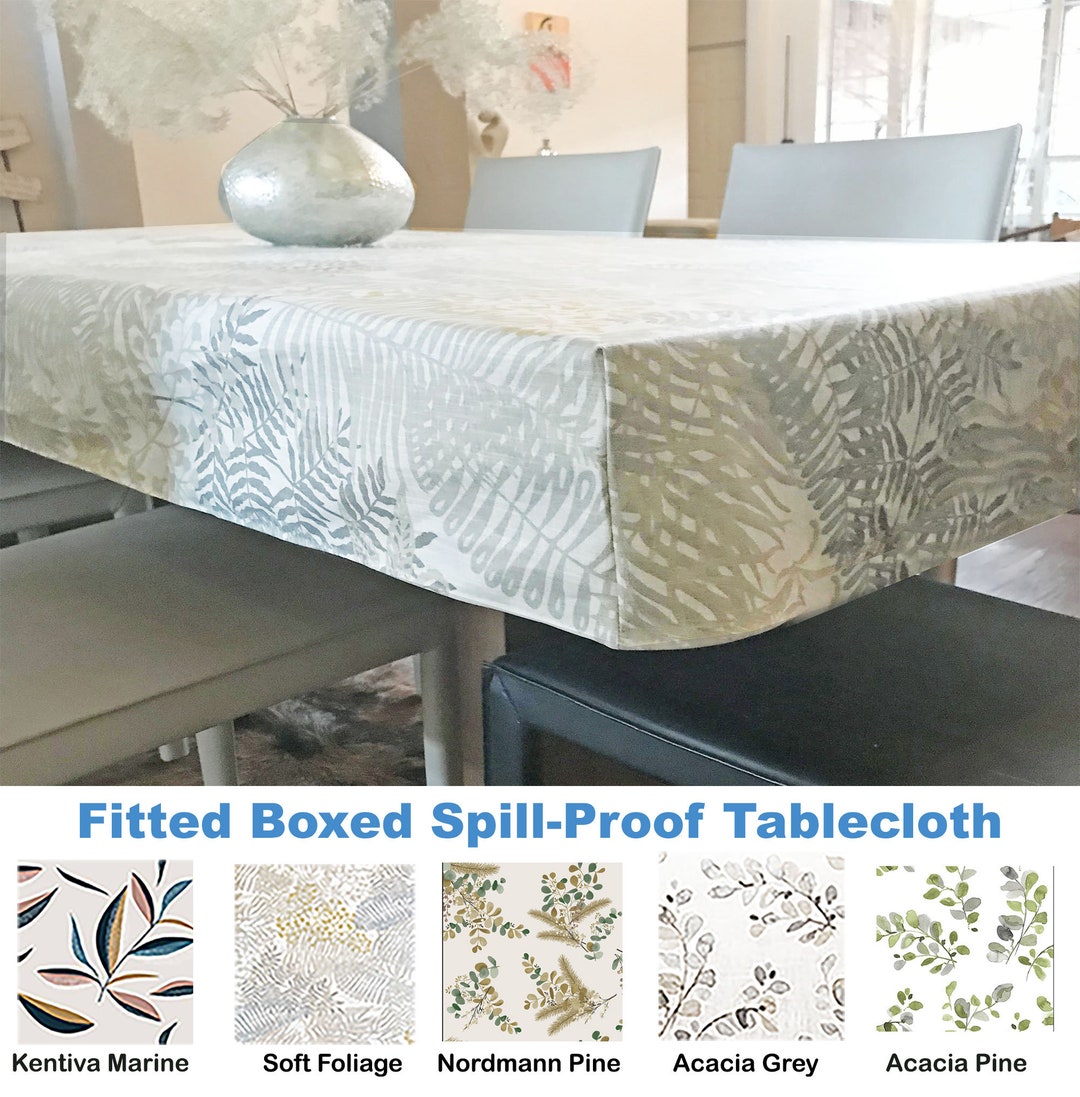 Tailored Fitted Boxed Spill Proof Easy Wipe Tablecloth- 99 Fabrics ...