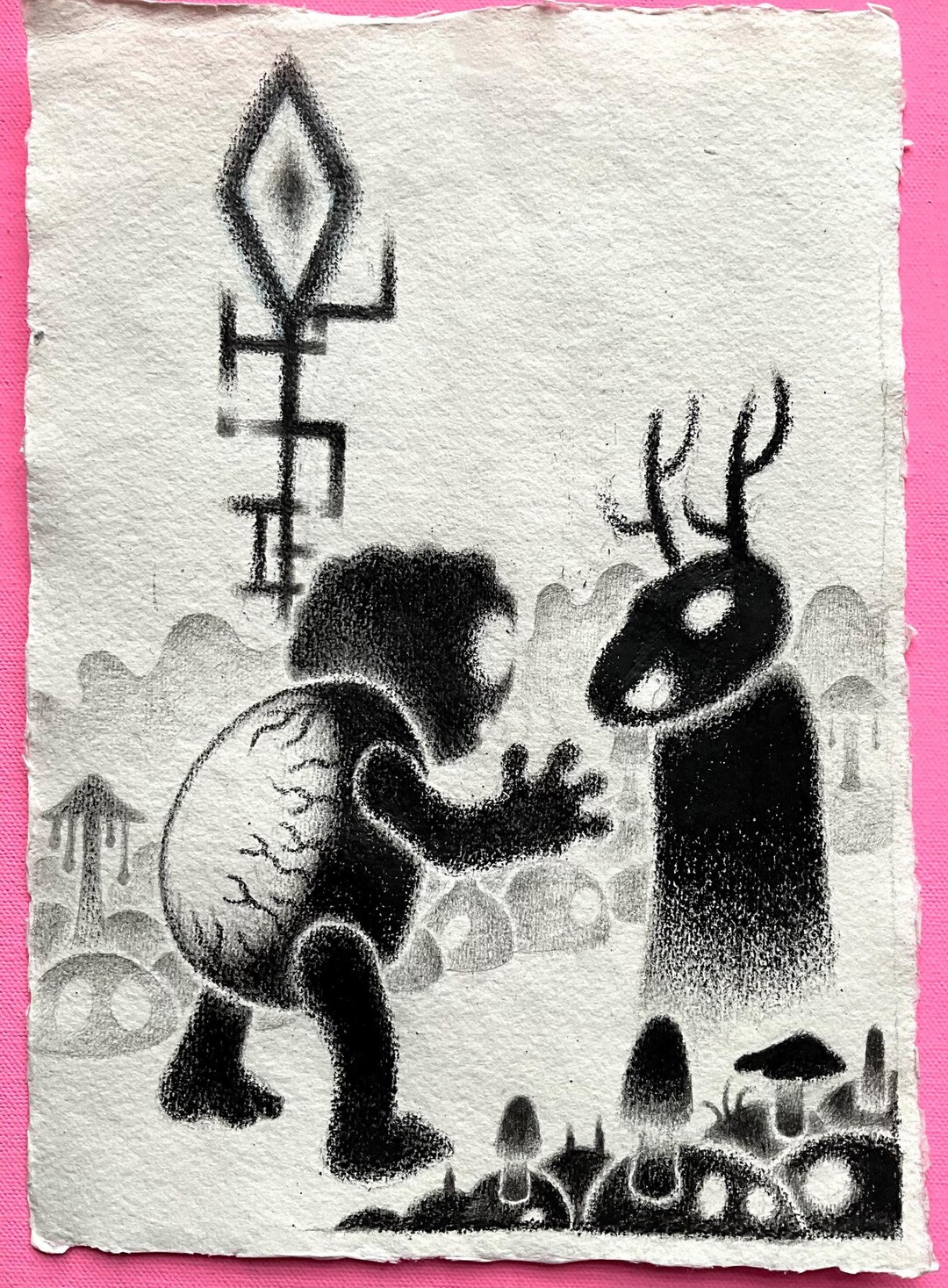 Encounter Original Crayon Drawing on Handmade Khadi Paper. - Etsy