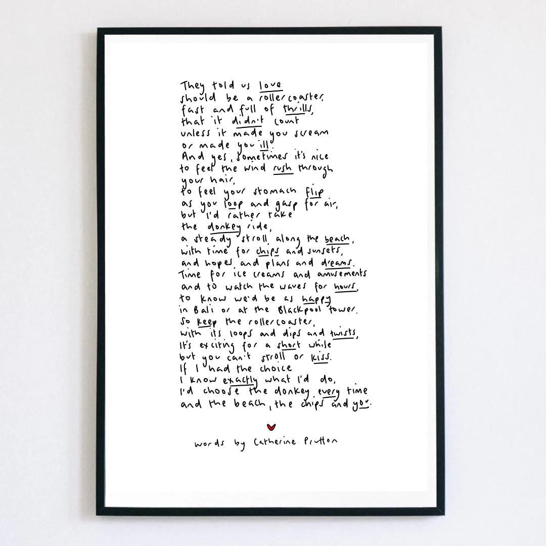 Roller Coaster Poem Print - Etsy