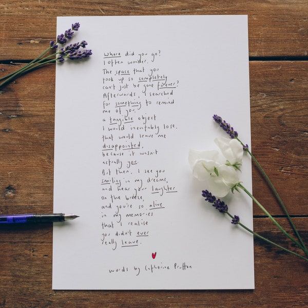 Handwritten Poem - Etsy UK