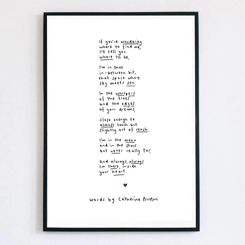 If You're Wondering Where to Find Me – Handwritten Sympathy Poem Print ...