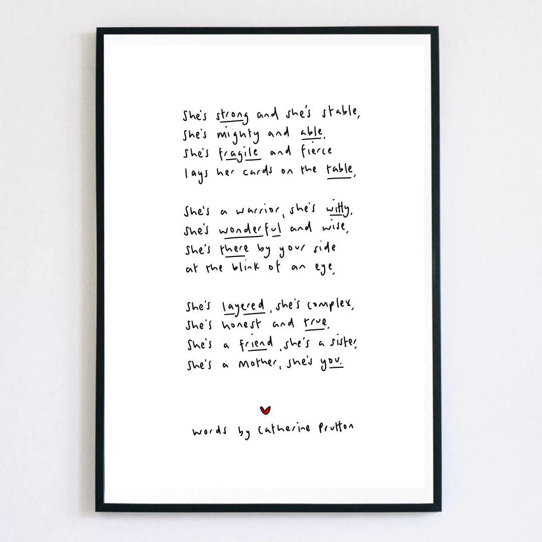She – Handwritten Poem Print Celebrating Strength and Resilience - Etsy