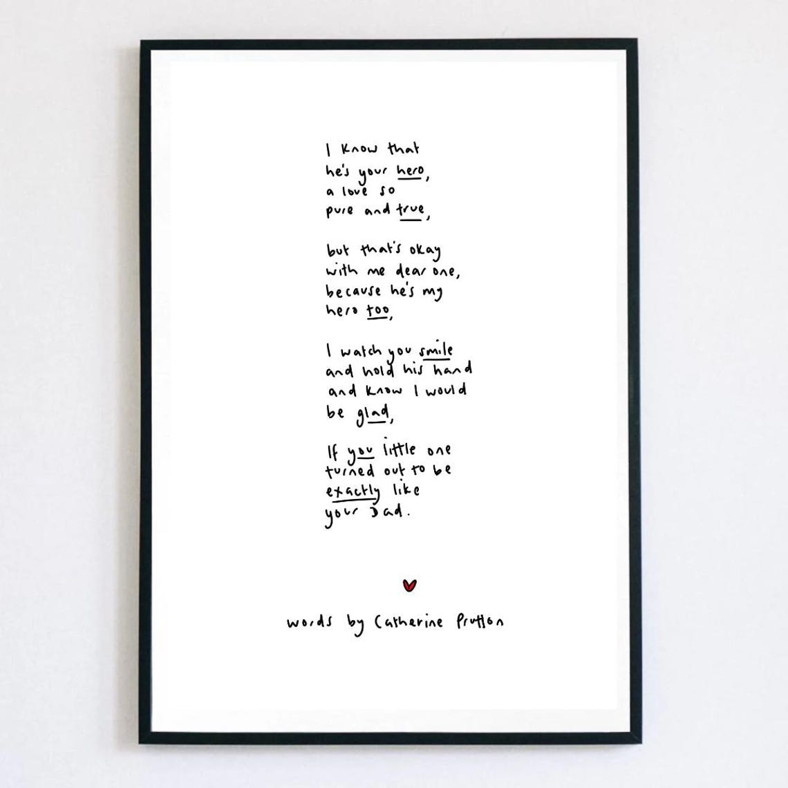 Father’s Day Hero (dad) A4 Original Handwritten Poem Print - Etsy