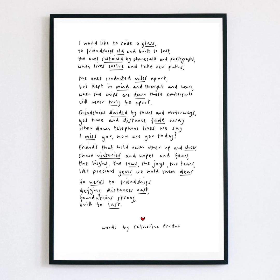 Long Distance Friendships A4 Handwritten Poem - Etsy