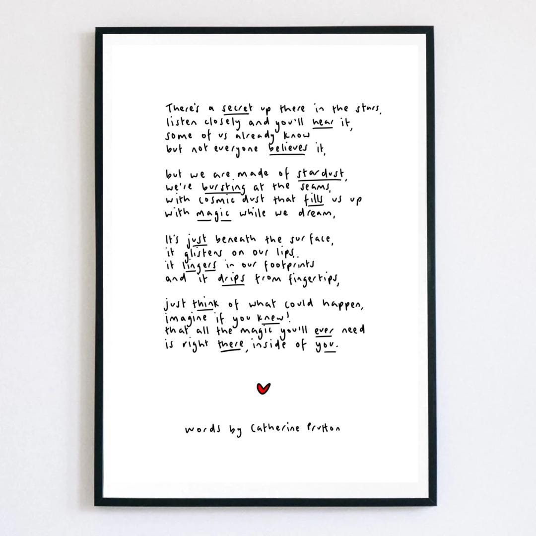 Stardust – Handwritten Poem Print Celebrating Wonder and Magic - Etsy