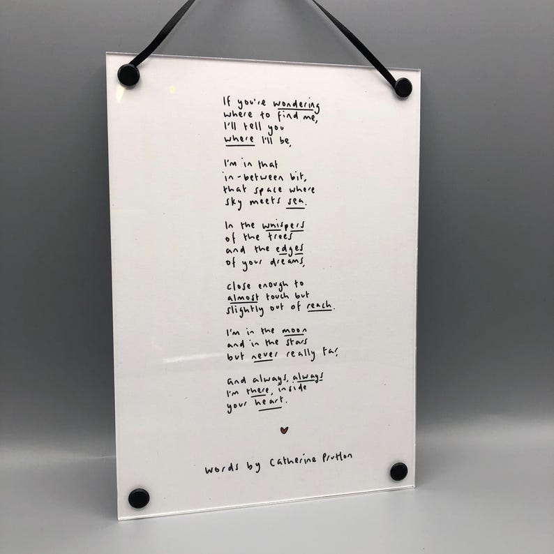 If You're Wondering Where to Find Me – Handwritten Sympathy Poem Print ...