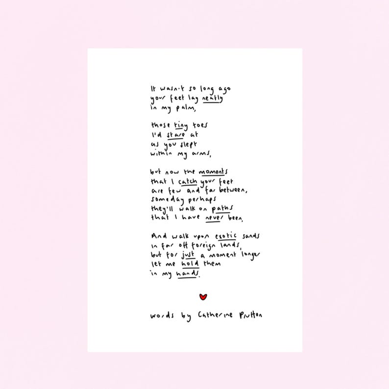 New Baby Tiny Feet Original Handwritten A4 Poem Print - Etsy