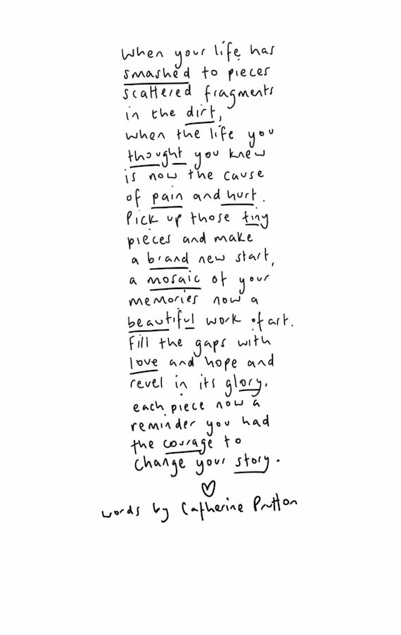 When Your Life Has Smashed to Pieces Poem by Catherine Prutton | Etsy