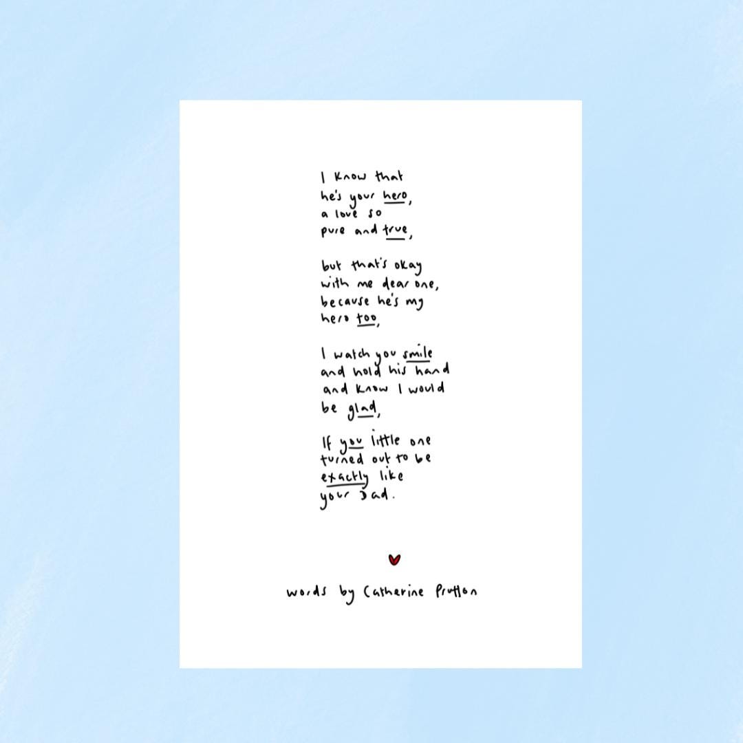 Father’s Day Hero (dad) A4 Original Handwritten Poem Print - Etsy