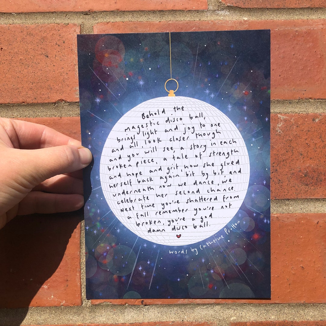 Disco Ball Illustrated Poem Prints - Etsy